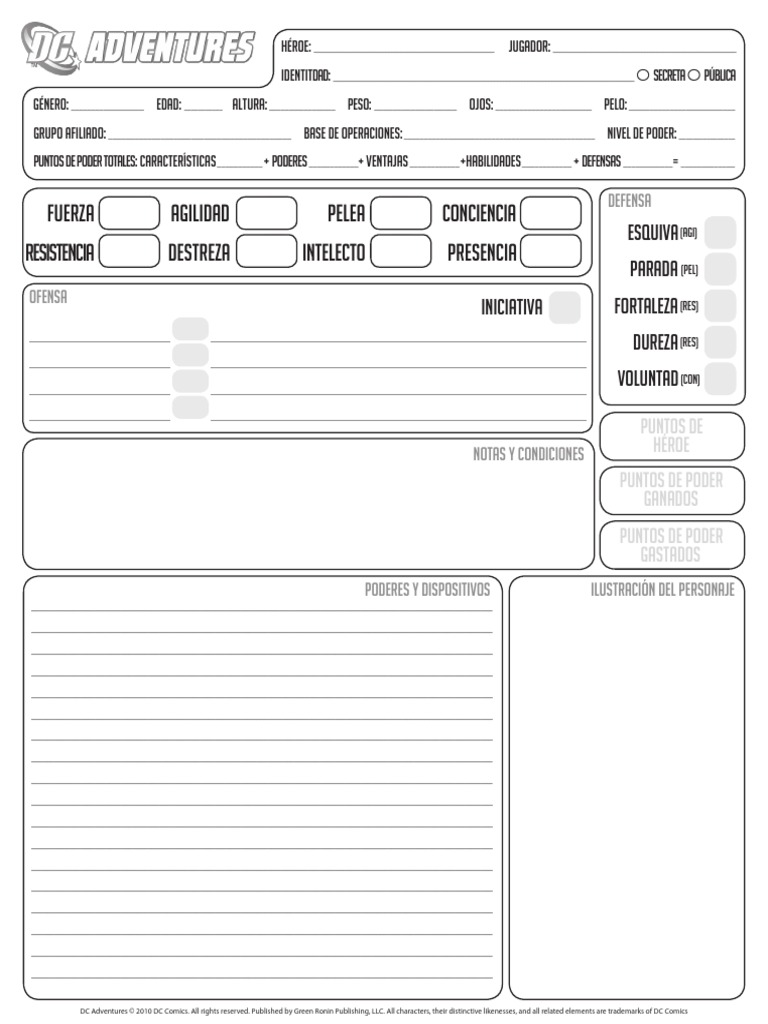 DC Adventures Hoja Español | PDF