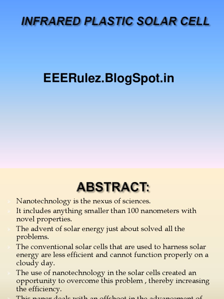 Infrared Plastic Solar Cell - Eeerulez - Blogspot.in | PDF