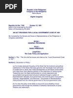RA 7160 Local Government Code of The Philippines PDF | PDF | Eminent ...
