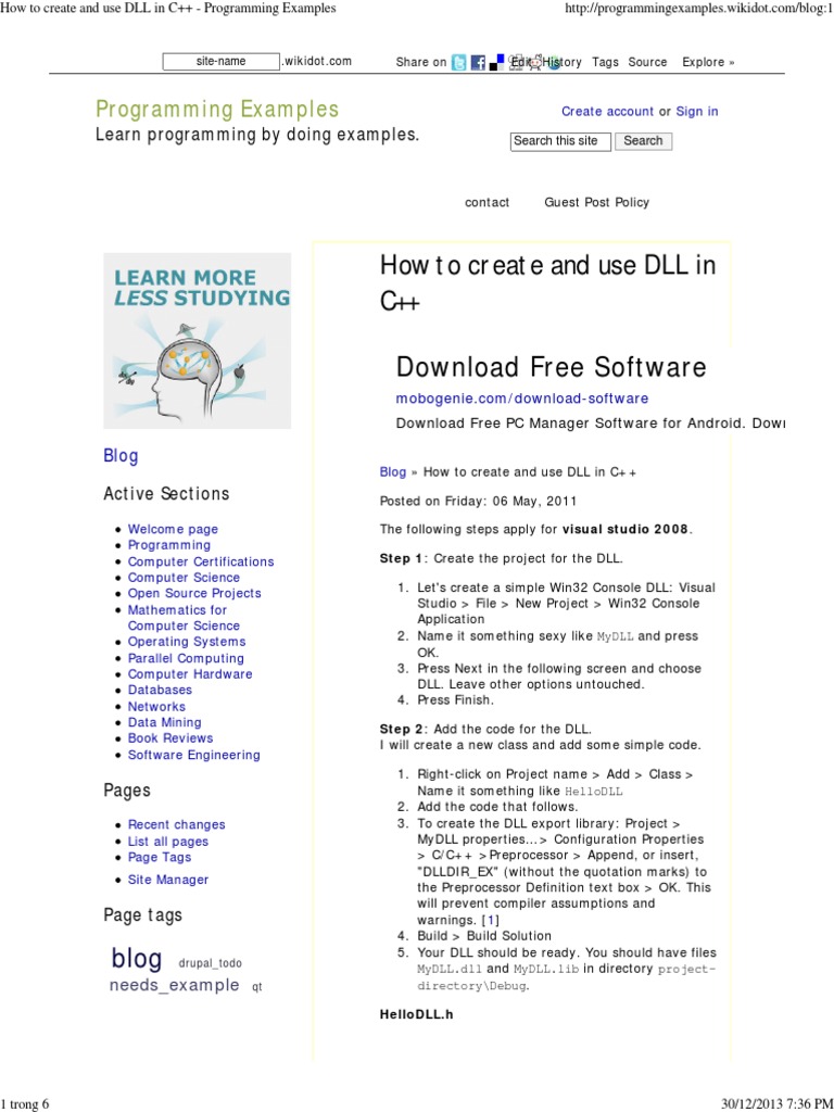 How To Create and Use DLL in C++ - Programming Examples | PDF ...