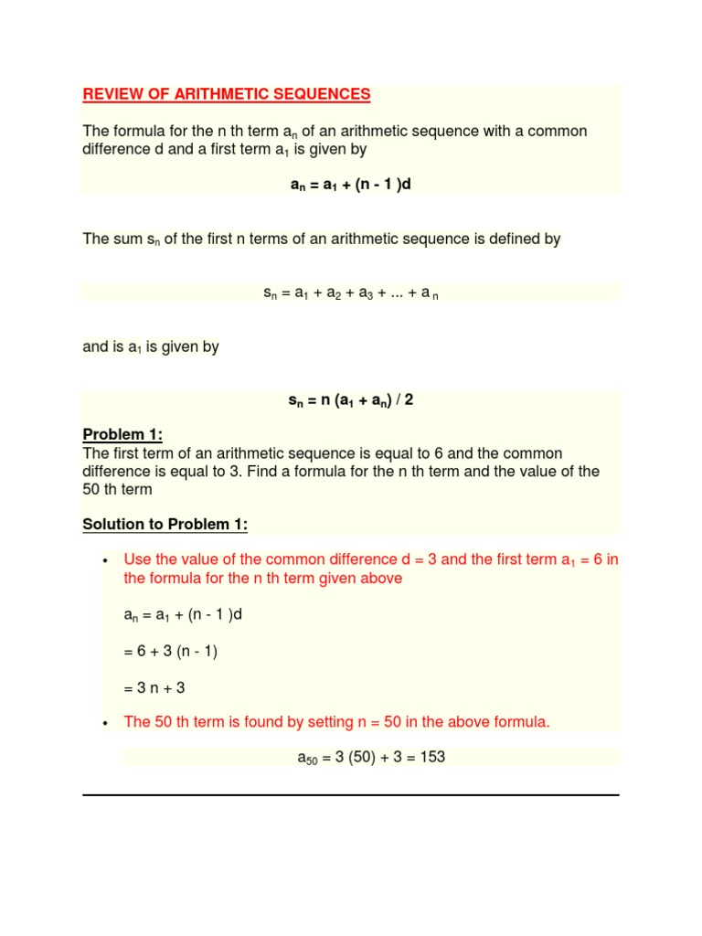 Arithmetic and Geometric Sequence | PDF | Summation | Equations