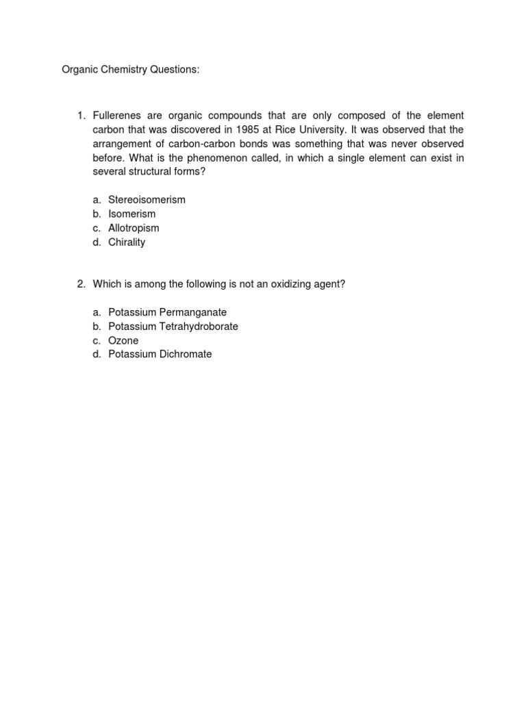 Organic Chemistry Questions | PDF