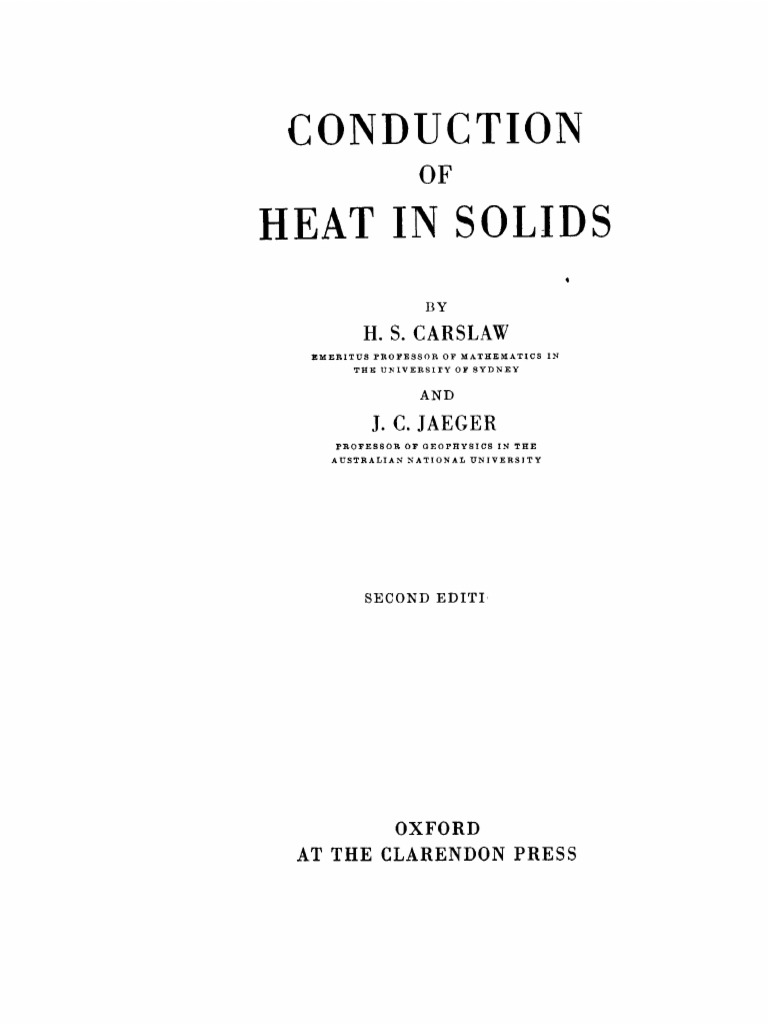 Conduction of Heat in Solids | PDF