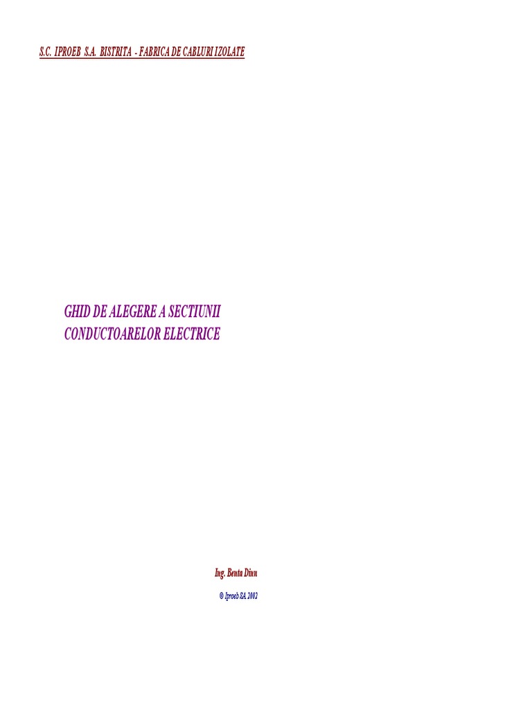 Calcul Sectiune Cablu Energie PDF | PDF