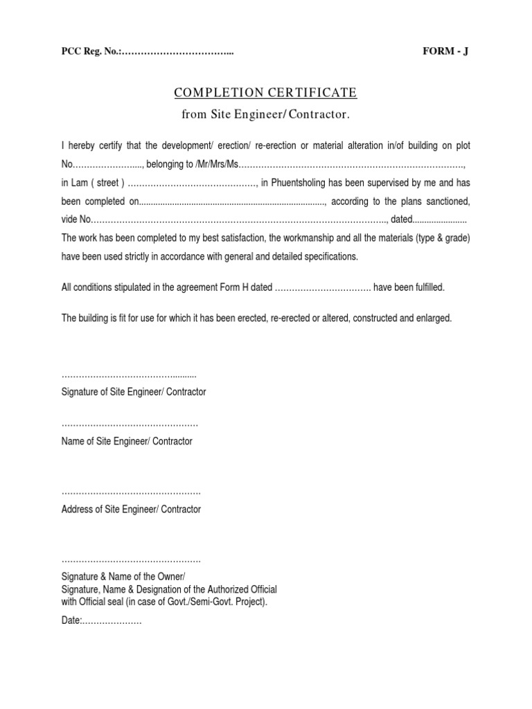Building Completion Certificate | PDF | Engineering | Business