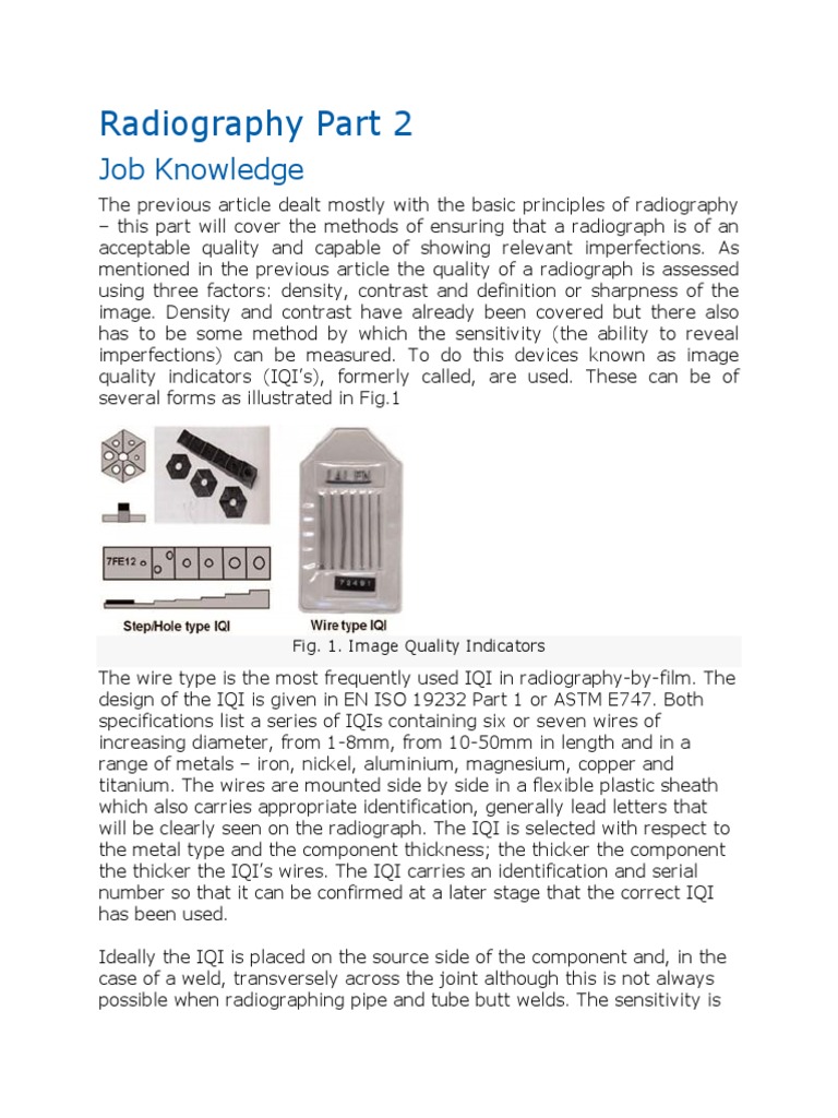 Radiography IQI Selection 2 | PDF | Nondestructive Testing | Pipe ...