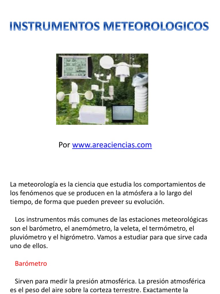 Instrumentos Meteorológicos Esenciales | PDF | Presión atmosférica ...
