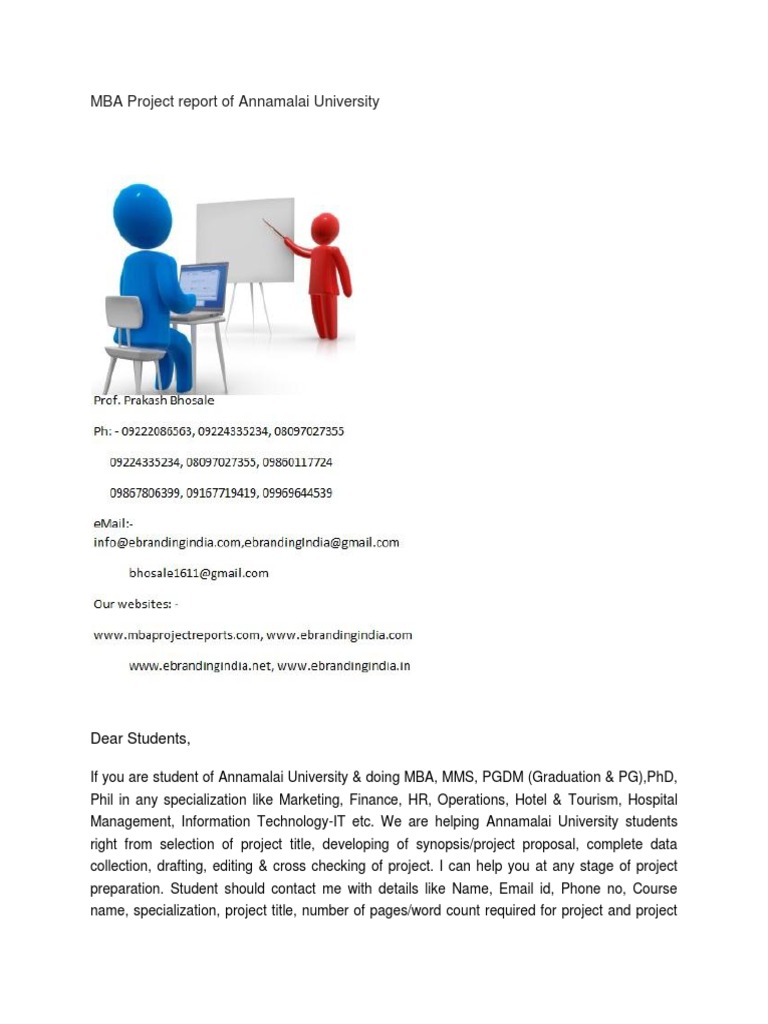 MBA Project Report of Annamalai University | PDF
