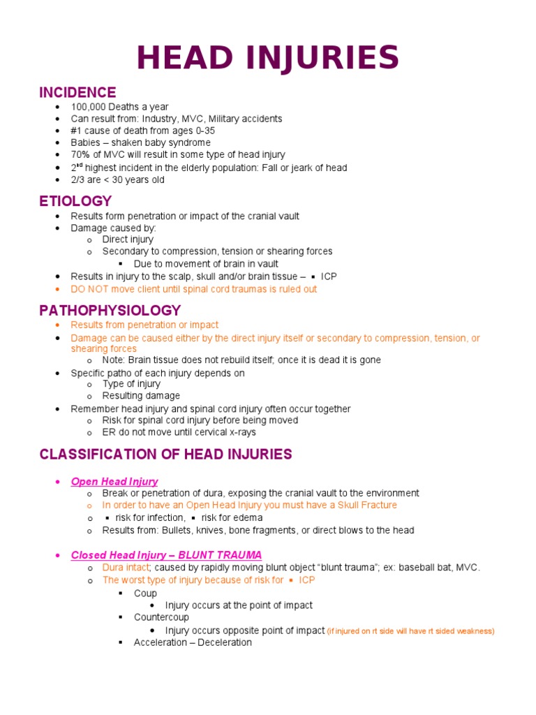 Head Injuries | PDF | Accidents | Neurotrauma