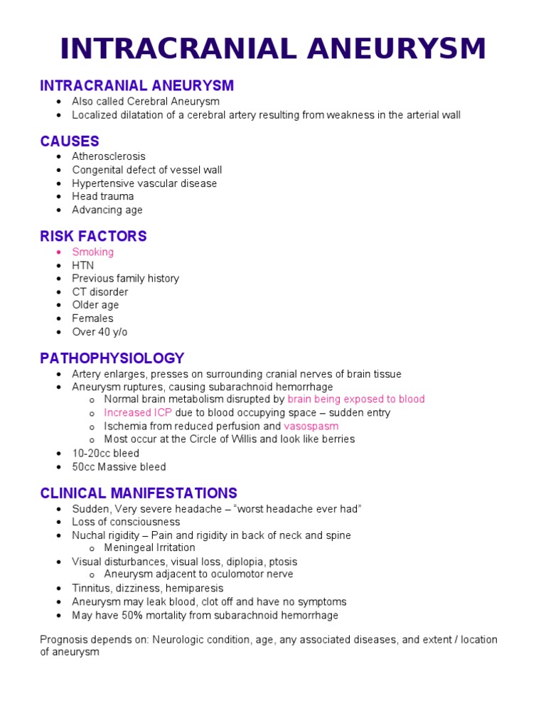 Intracranial Aneurysm | PDF | Wellness | Science & Mathematics