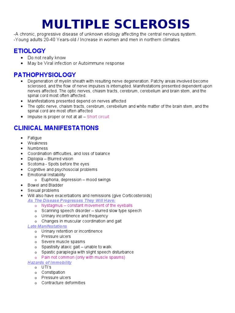 Multiple Sclerosis | PDF | Multiple Sclerosis | Urinary Tract Infection