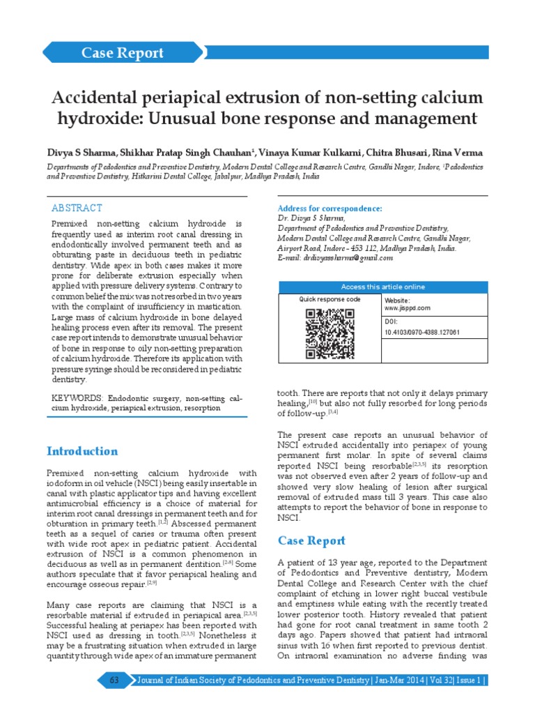 22 Accidental Periapical Extrusion of Non-Setting Calcium Hydroxide ...