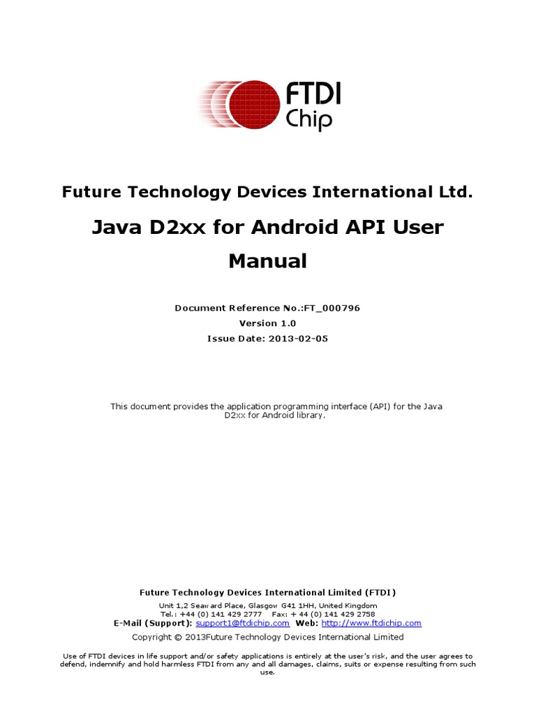 An 233 Java D2xx For Android API User Manual | Download Free PDF | Application Programming ...