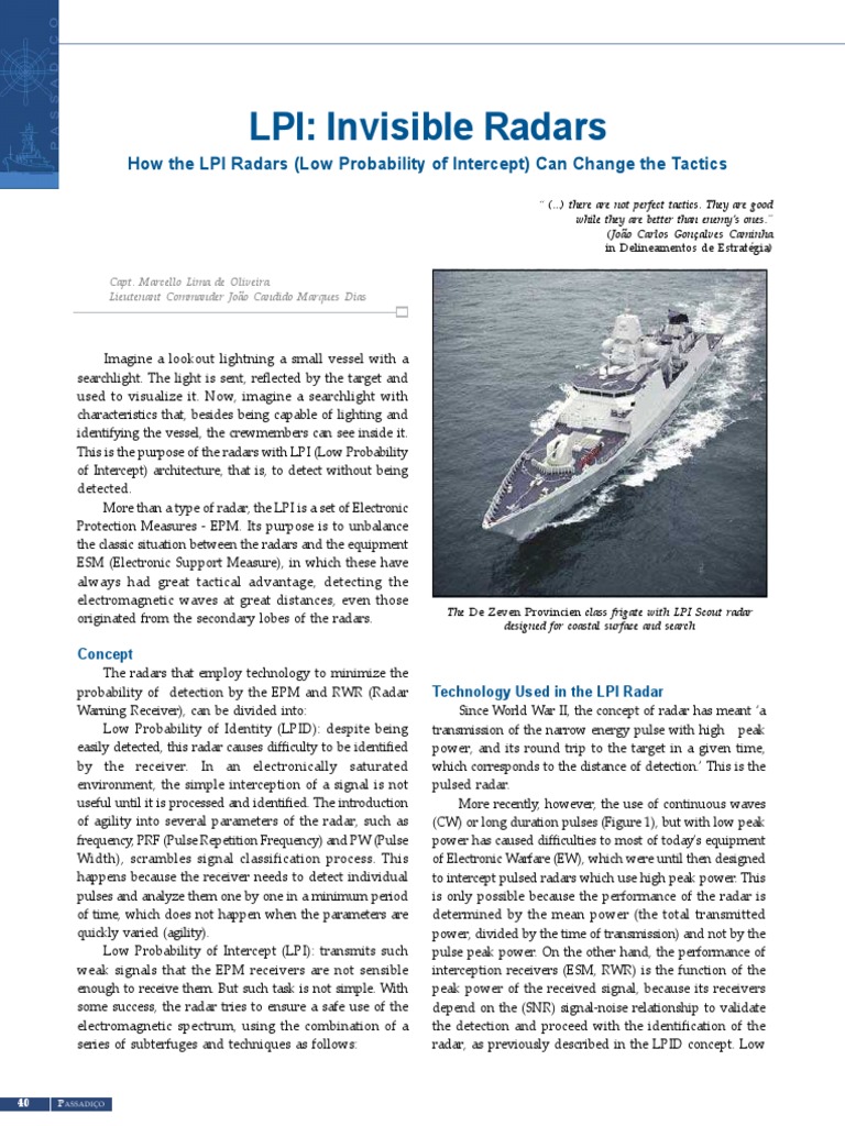 Detecting Without Being Detected: The LPI Radar | PDF | Electronic ...
