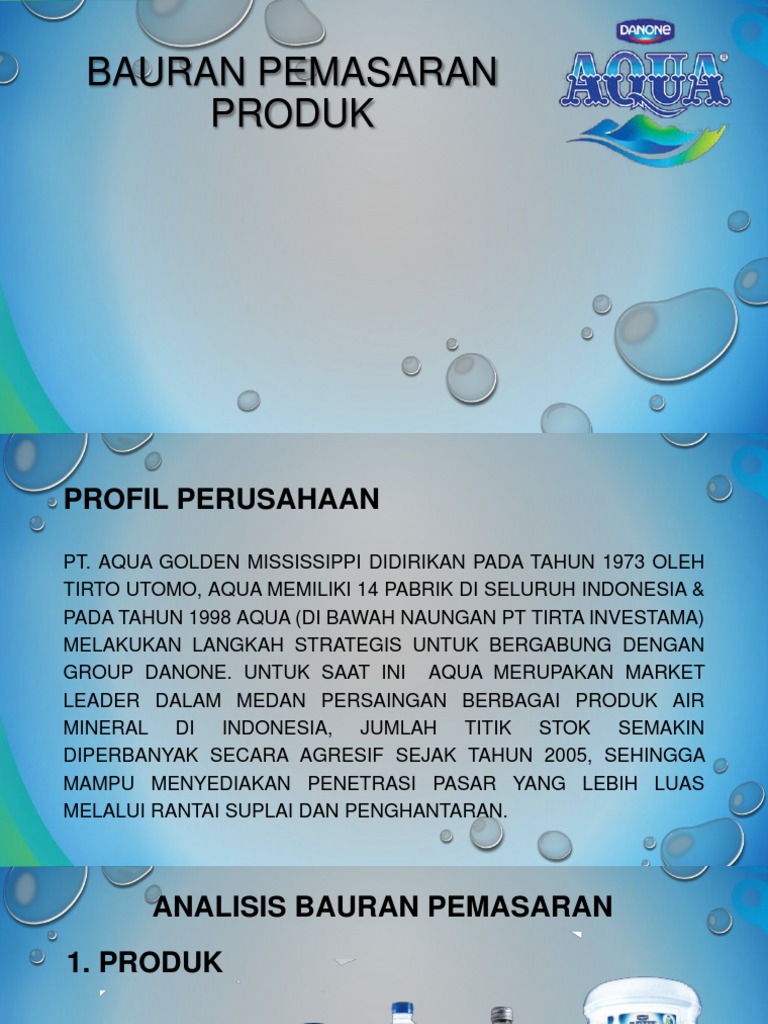 Bauran Pemasaran Produk Aqua | PDF | Memasak, Makanan, & Anggur | Griya ...