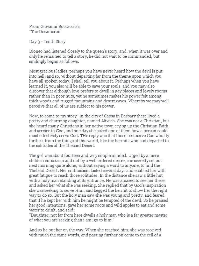 Rustico and Alibech's Story | PDF | Hermit | Devil