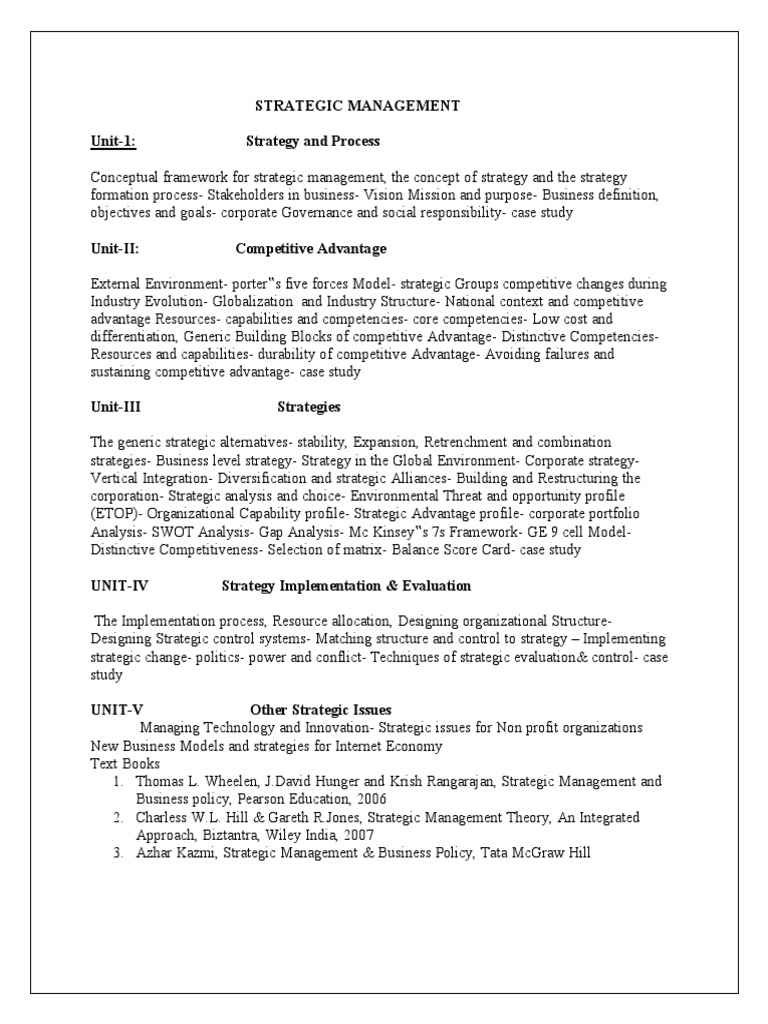 Strategic Management Notes | PDF | Competitive Advantage | Strategic ...
