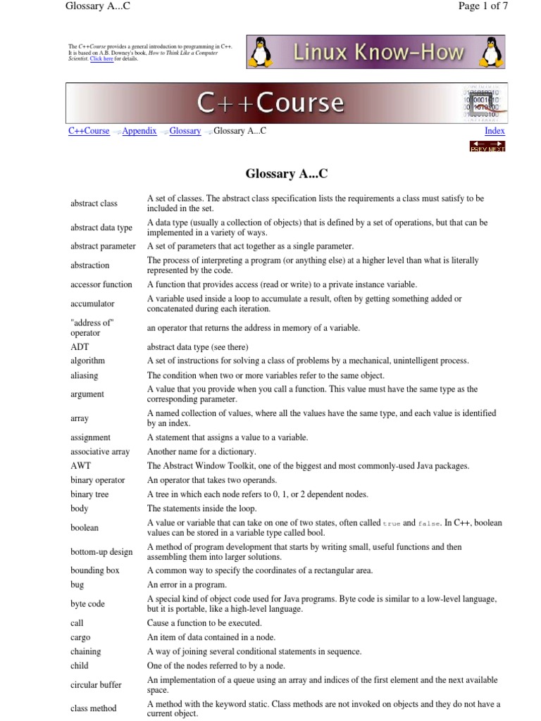 Glossary A... C | Download Free PDF | Parameter (Computer Programming) | Subroutine