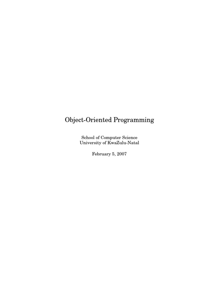 Object Oriented Programming Pdf Data Type Class Computer