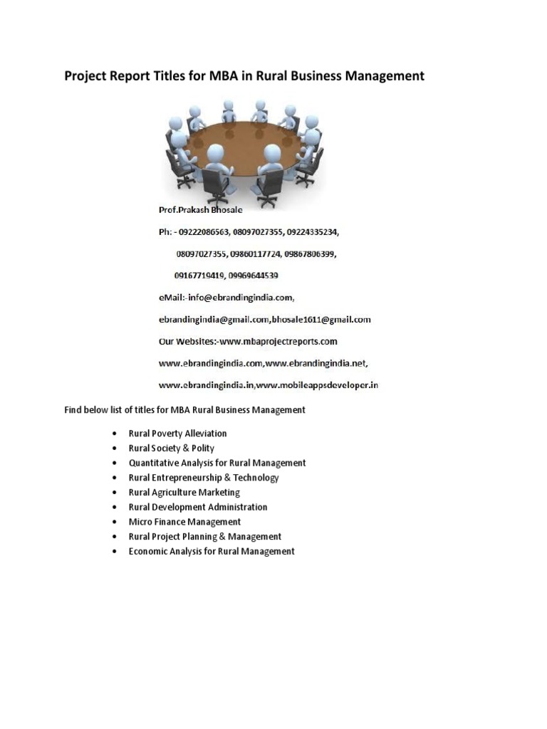 Project Report Titles For MBA in Rural Business Management | Download ...