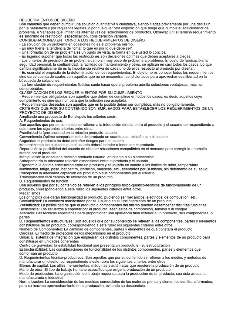Requerimientos de Diseño | PDF | Distribución (comercial) | Producto ...