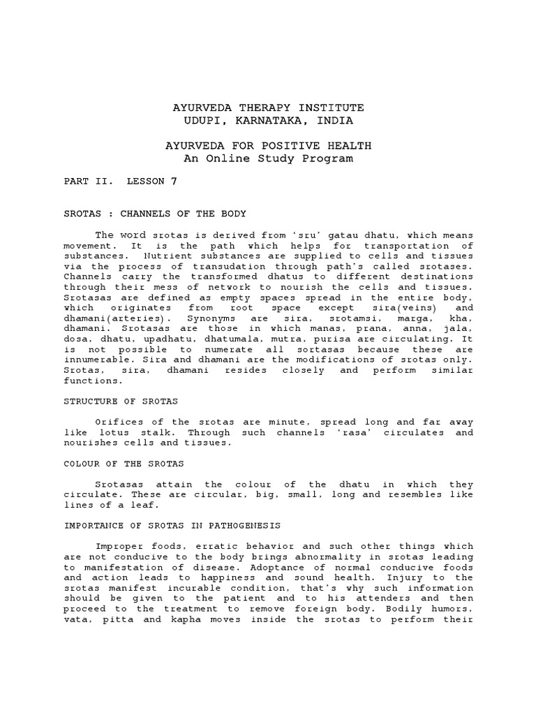 Ayurveda: Understanding Srotas | PDF | Ayurveda | Arthritis