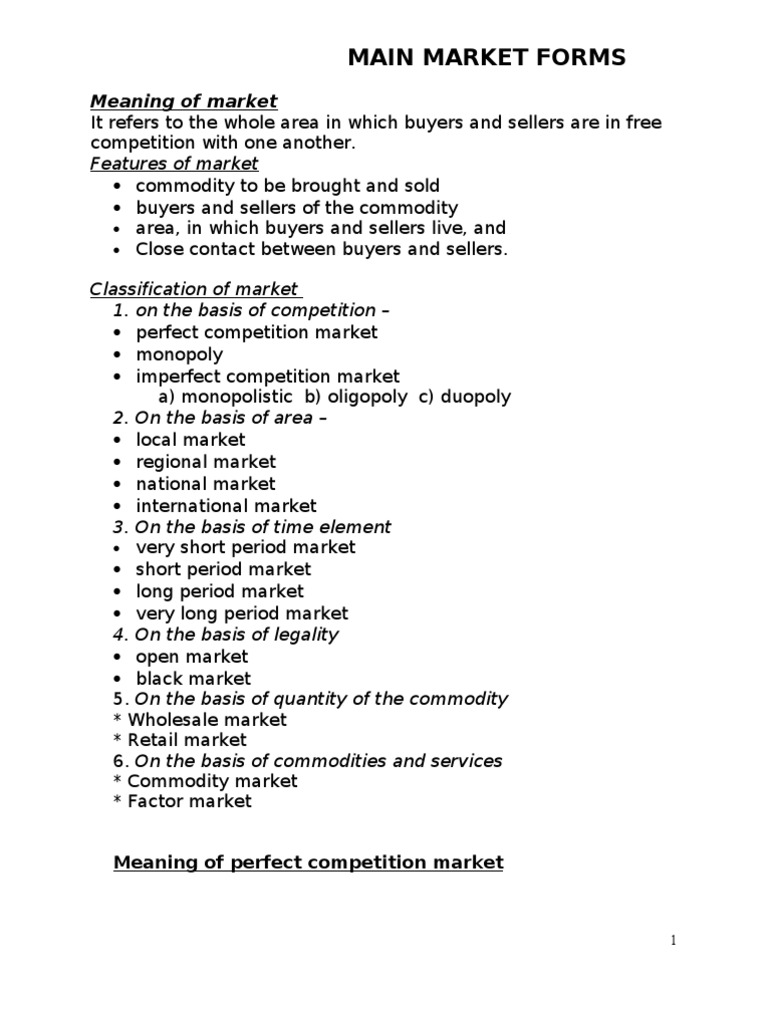 Main Market Forms | PDF | Monopoly | Economies Of Scale
