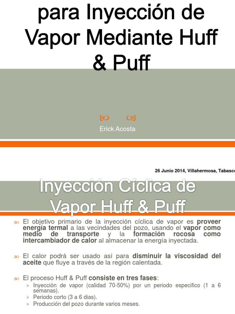 Parámetros Óptimos para Inyección de Vapor Mediante Huff - 1 | PDF ...
