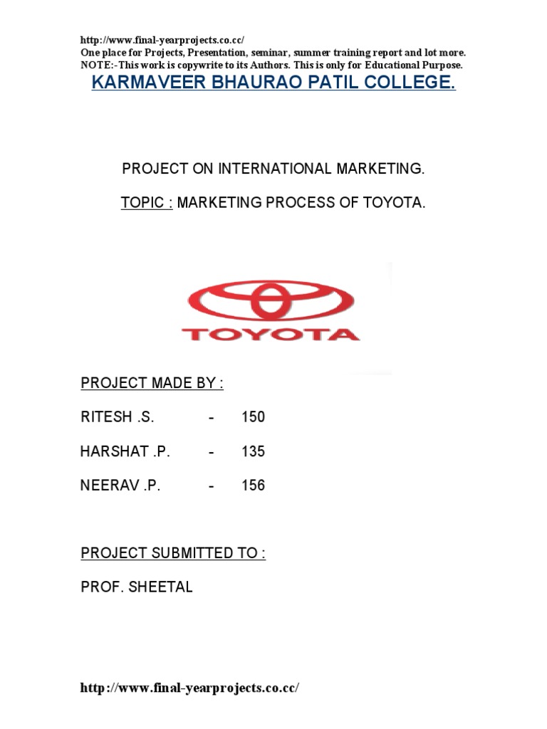 Toyota Project New | PDF | Toyota | Car Dealership