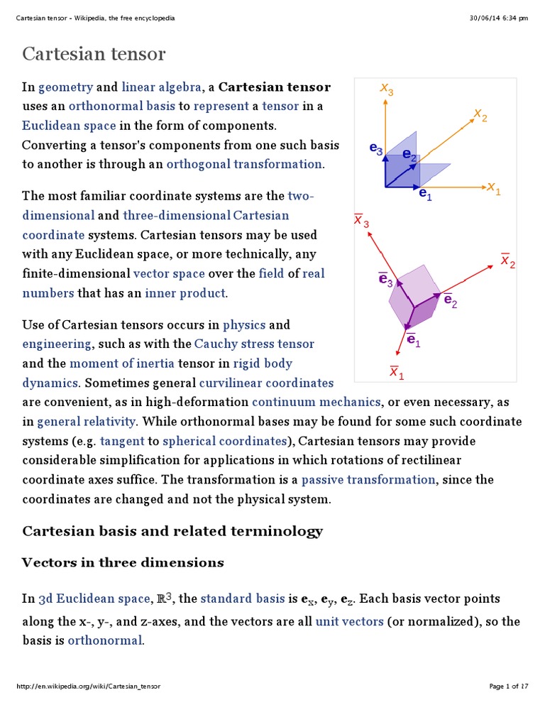 Cartesian Tensor Pdf Tensor Euclidean Vector
