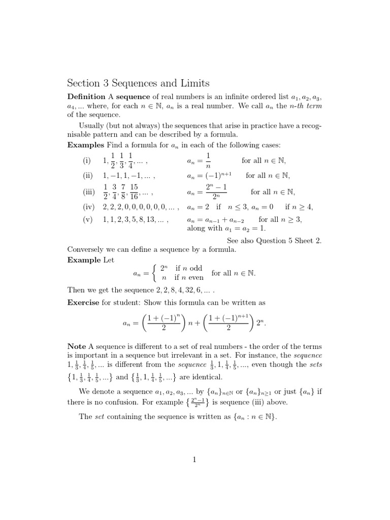 Limit of A Sequence | PDF | Monotonic Function | Sequence