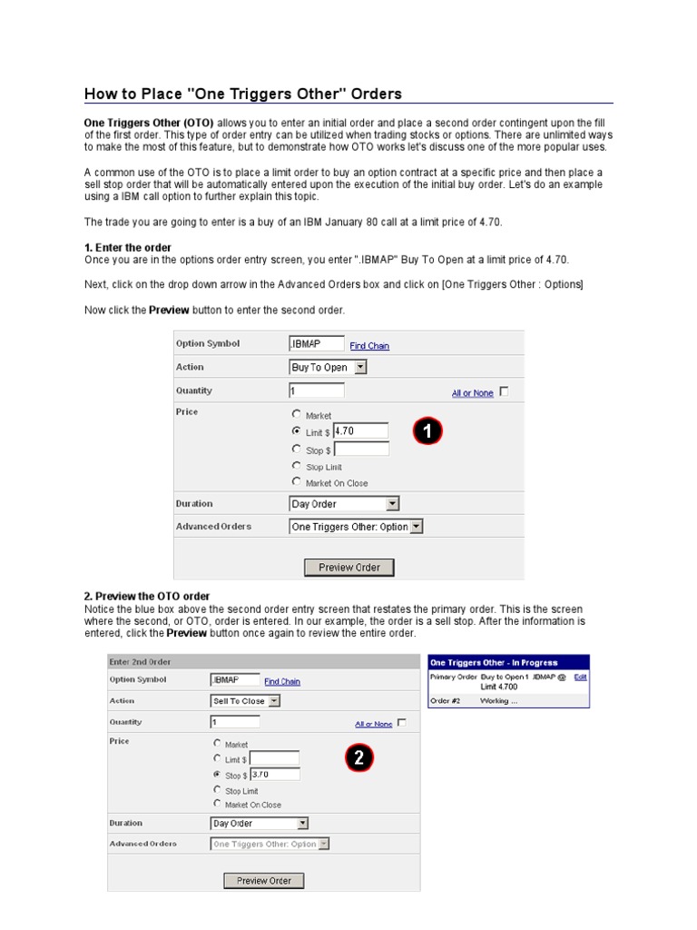 How To Place OTO Orders | PDF | Order (Exchange) | Option (Finance)