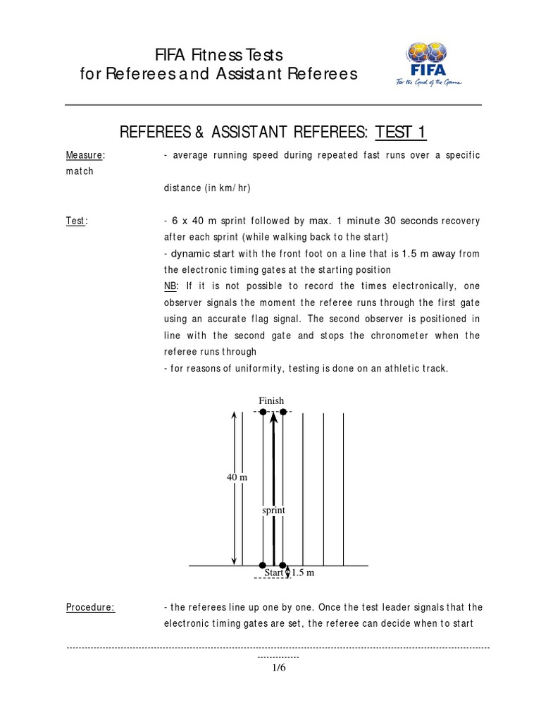 FIFA Fitness Tests for Referees | PDF | Referee | Sports