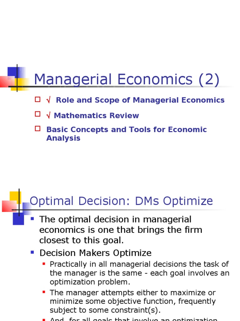 Managerial Economics- Optimization Techniques | Marginal Cost | Profit ...