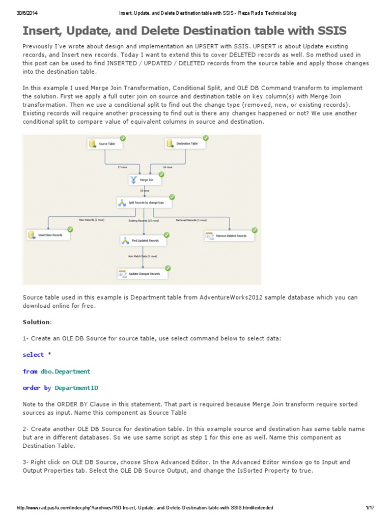 Insert, Update, and Delete Destination Table With SSIS - Reza Rad's ...