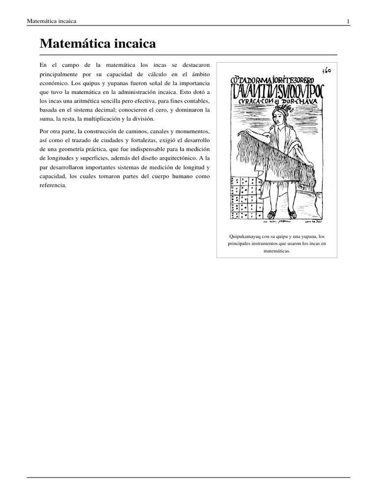 Matemática Incaica | PDF | Imperio Inca | Unidades de medida