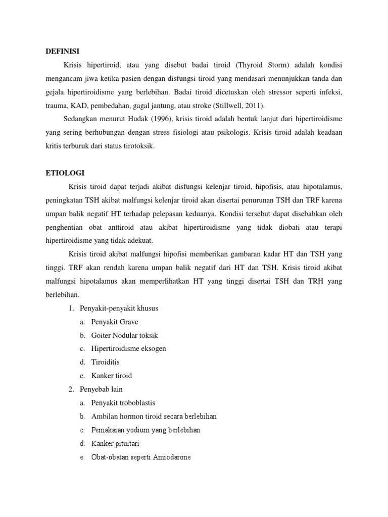 Krisis Tiroid: Penyebab & Gejala | PDF