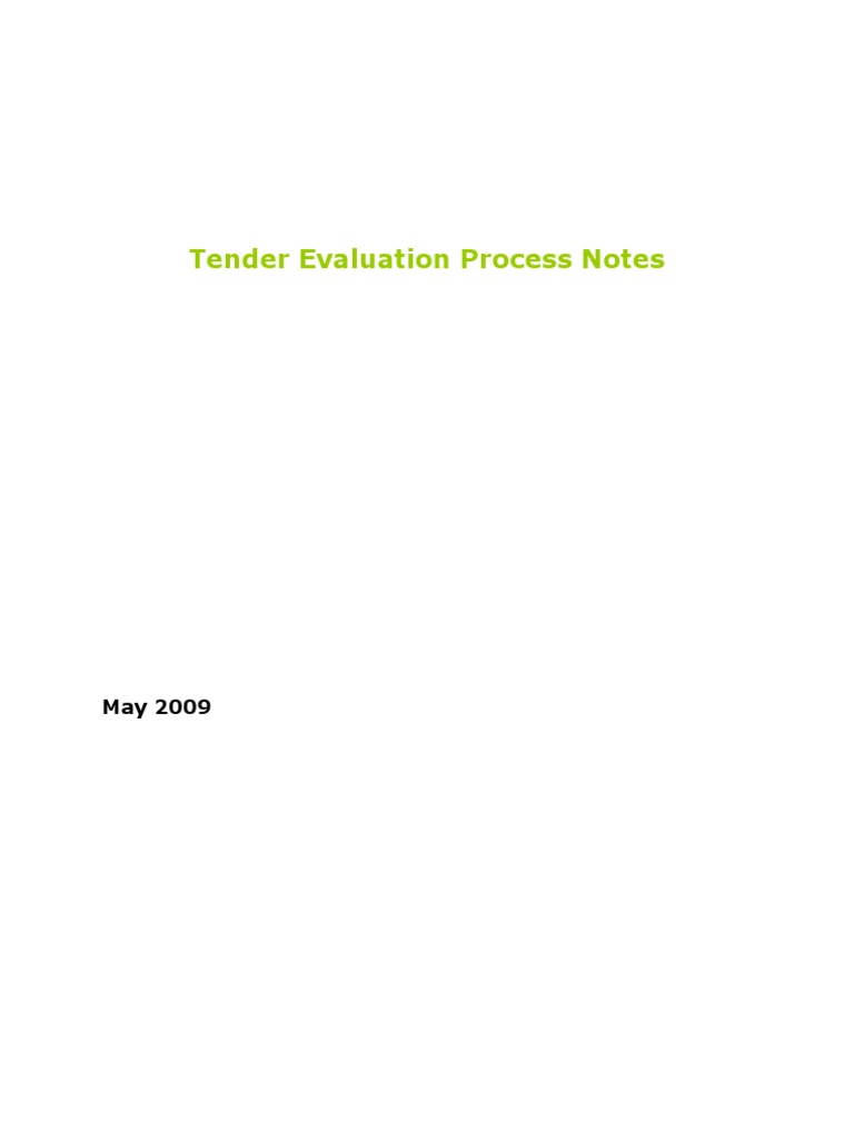 Tender Evaluation Process Notes | PDF | Request For Proposal | Business ...