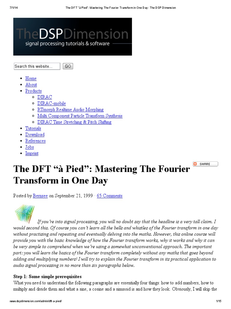 The DFT “à Pied”_ Mastering the Fourier Transform in One Day _ the DSP ... The DFT “à Pied”_ Mastering the Fourier Transform in One Day _ the DSP ...