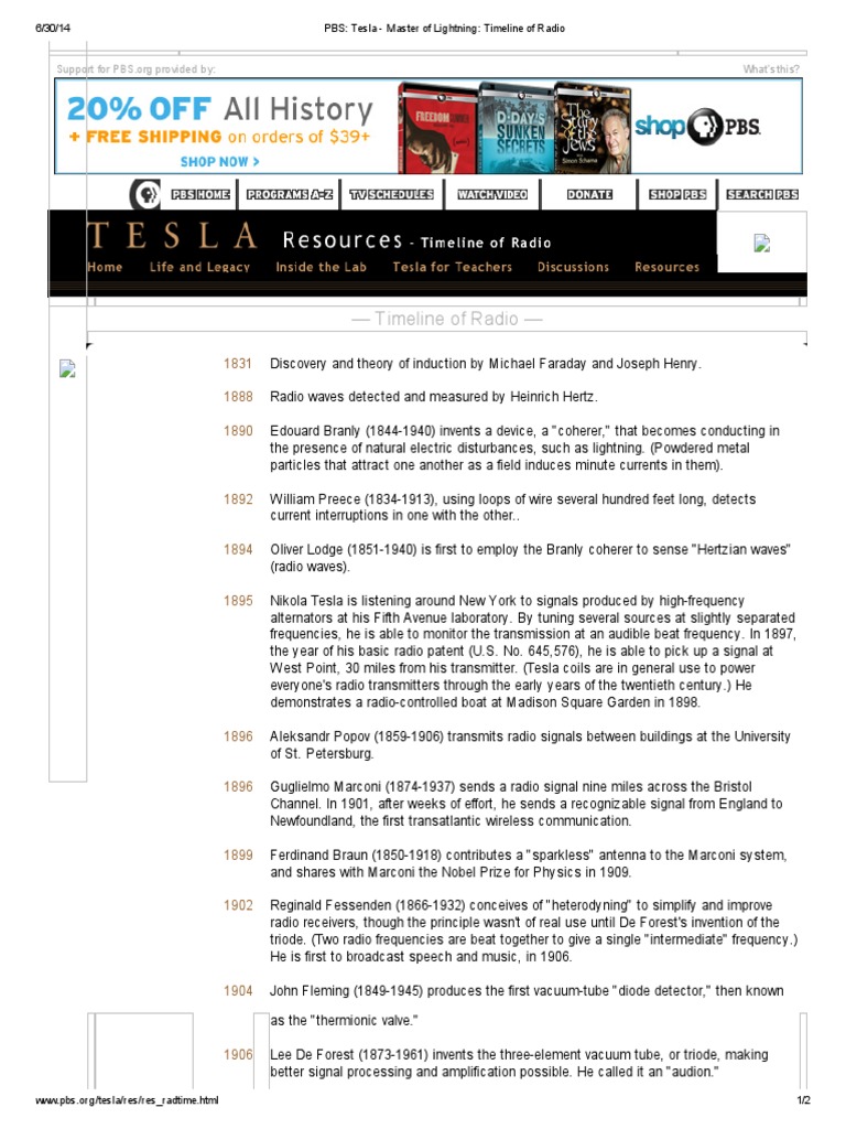 Tesla's Radio Invention Timeline | PDF | Radio | Radio Wave
