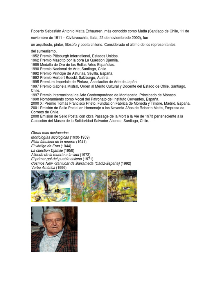 Roberto Sebastián Antonio Matta Echaurren | PDF | Artes (general ...