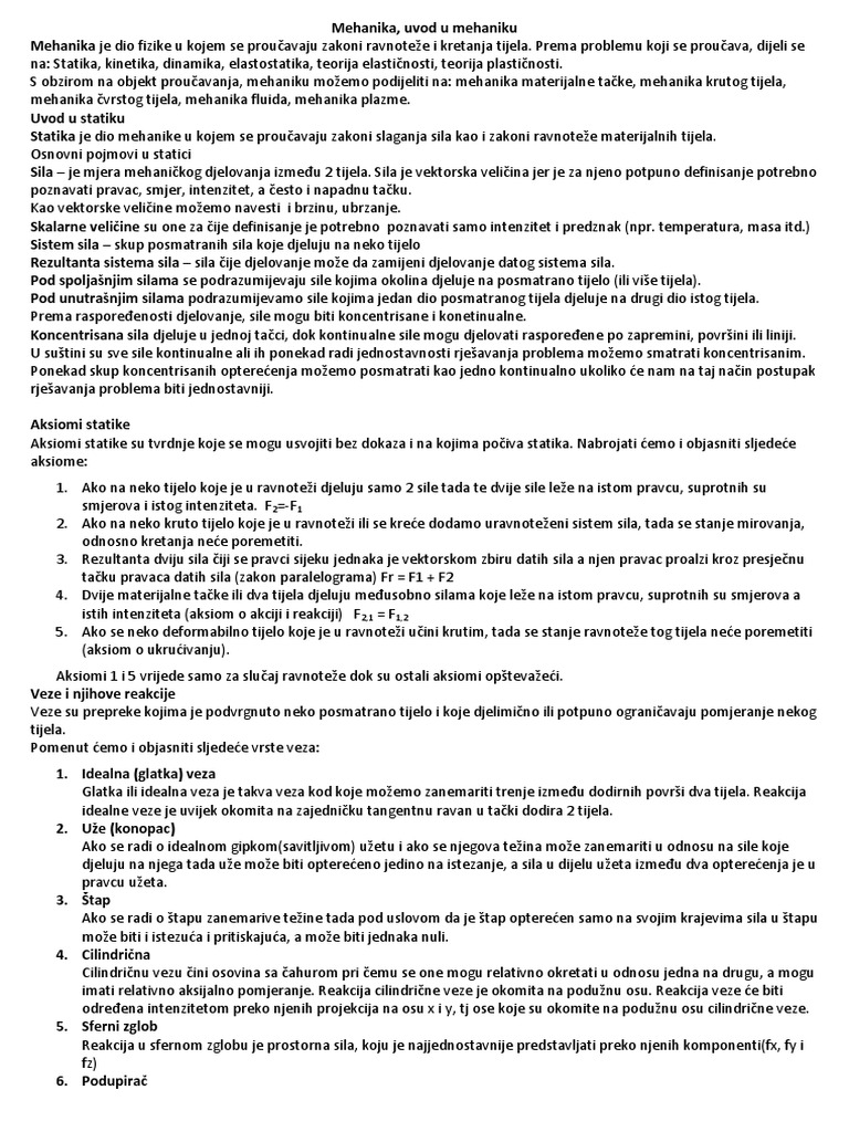 Statika - Teorija 1 | PDF