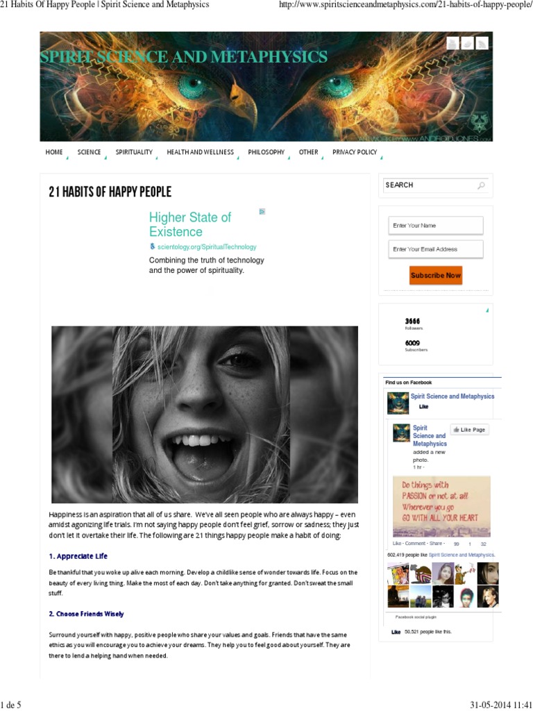 21 Habits of Happy People Spirit Science and Metaphysics PDF | PDF ...
