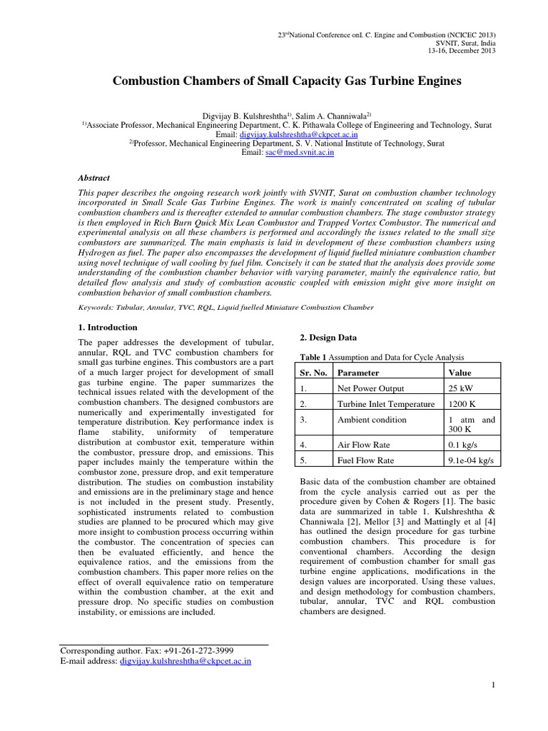 Combustion Chamber of Small Capacity Gas Turbine | PDF | Rocket Engine ...