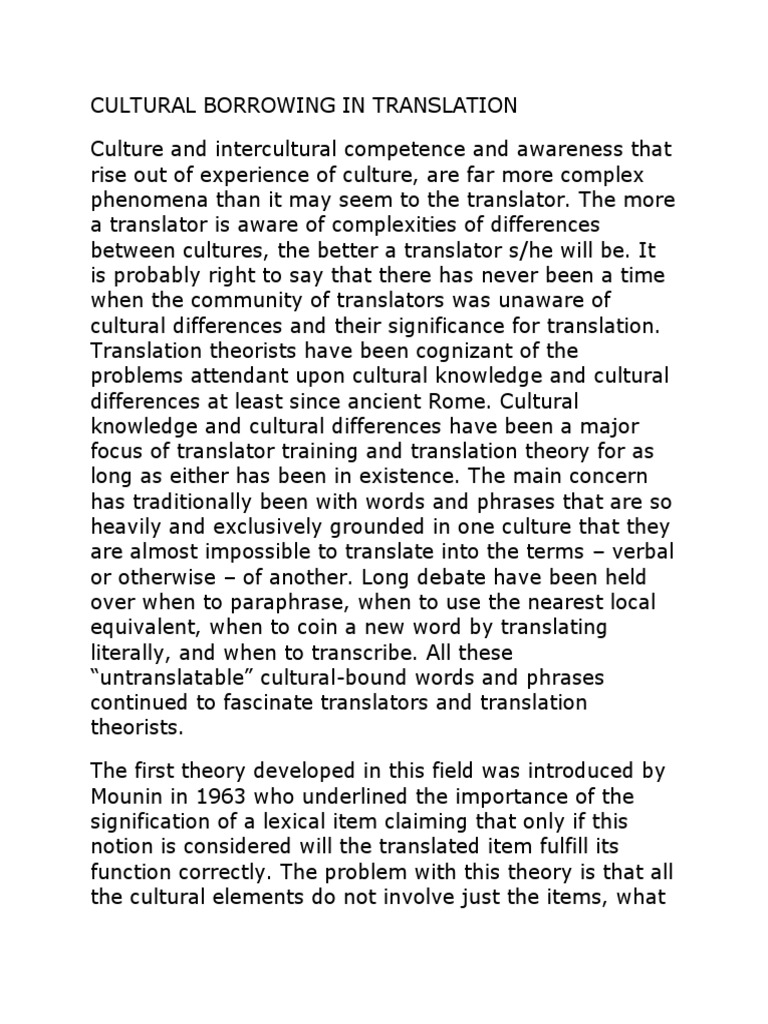 Cultural Borrowing in Translation | PDF | Translations | Idiom
