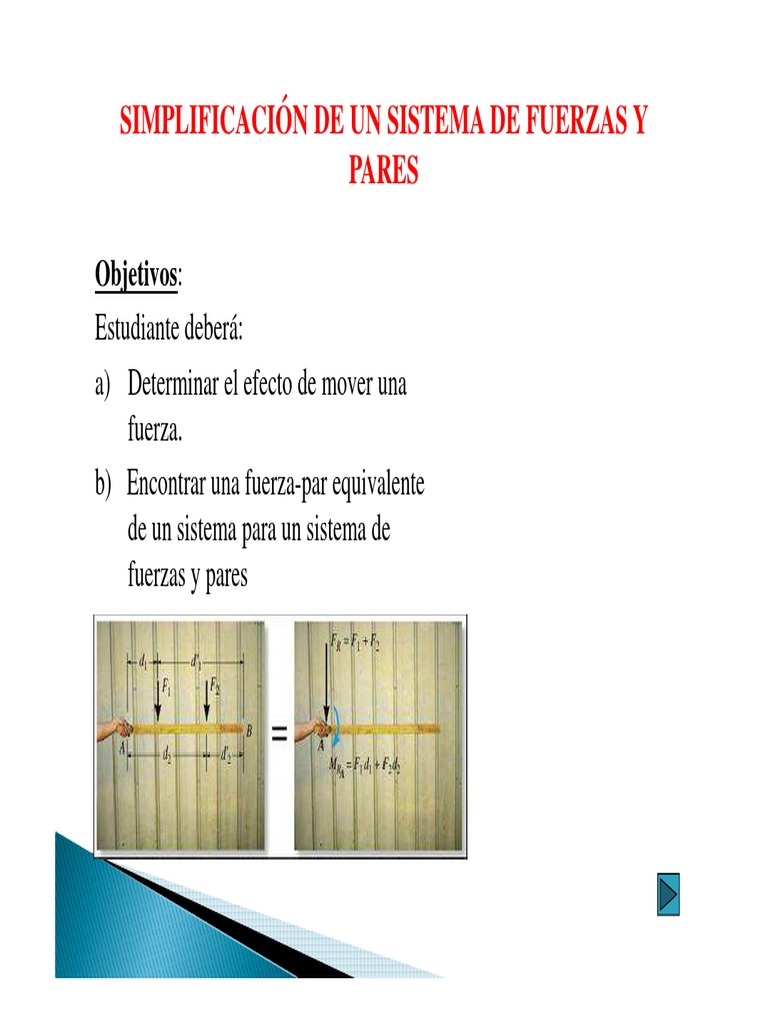 Simplificacion de Sistemas de Fuerza-par | Fuerza | Vector Euclidiano