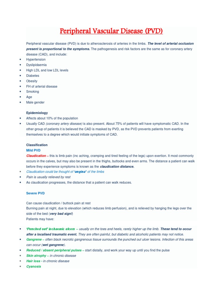 Peripheral Vascular Disease Guide | PDF | Amputation | Pain