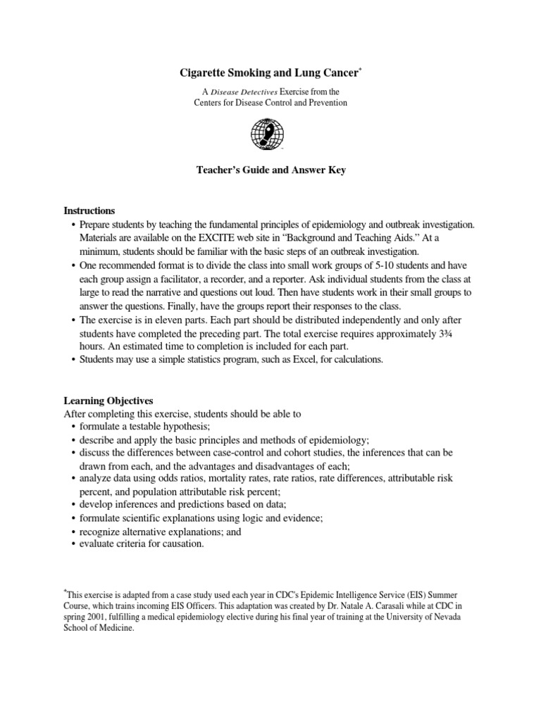 Cigarette Smoking and Lung Cancer Study Guide | PDF