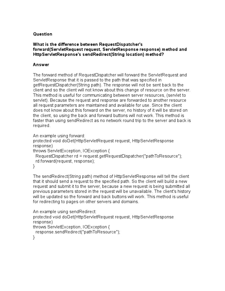 Difference Between Request Dispatcher and Send Redirect | PDF