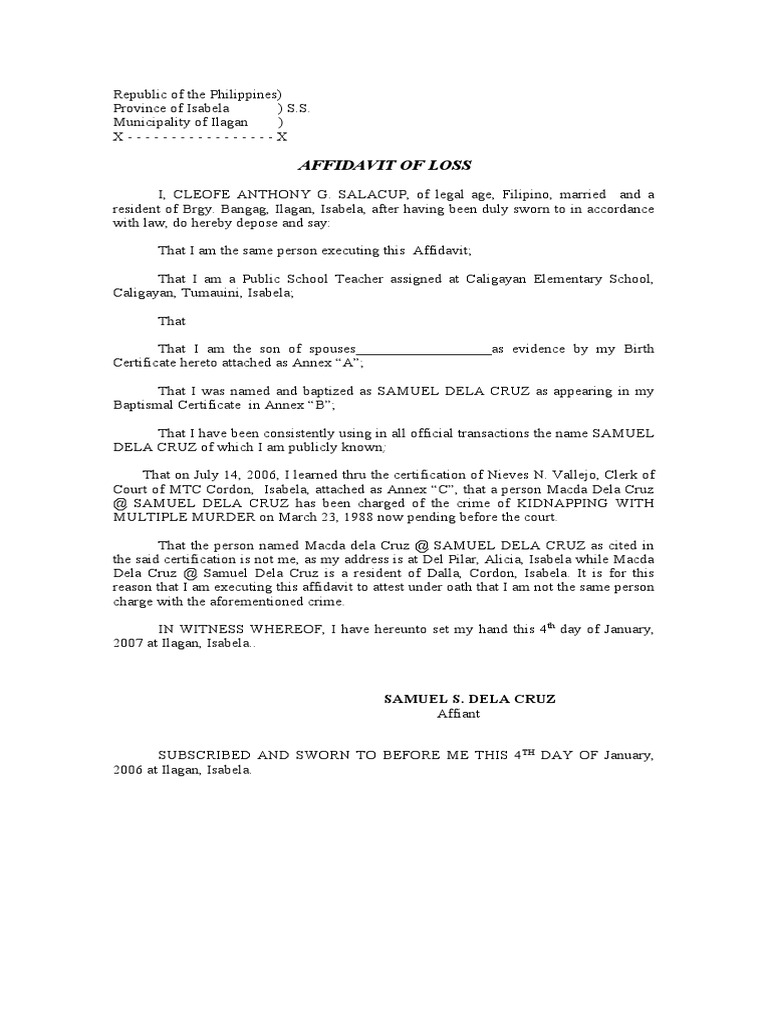 Affidavit of Denial.doc | Judiciaries | Jurisprudence